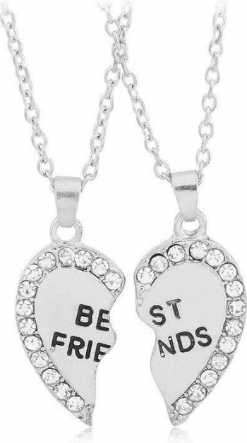 Best Friends Inima Argintie bff007 | Set 2 Lantisoare Cu Pandantive bff007