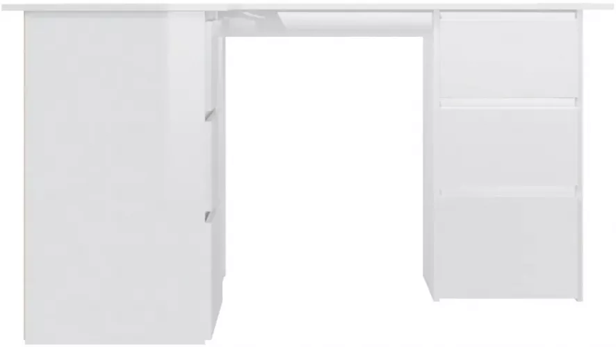 Birou de colt alb extralucios 145 x 100 x 76 cm PAL la CEL.ro