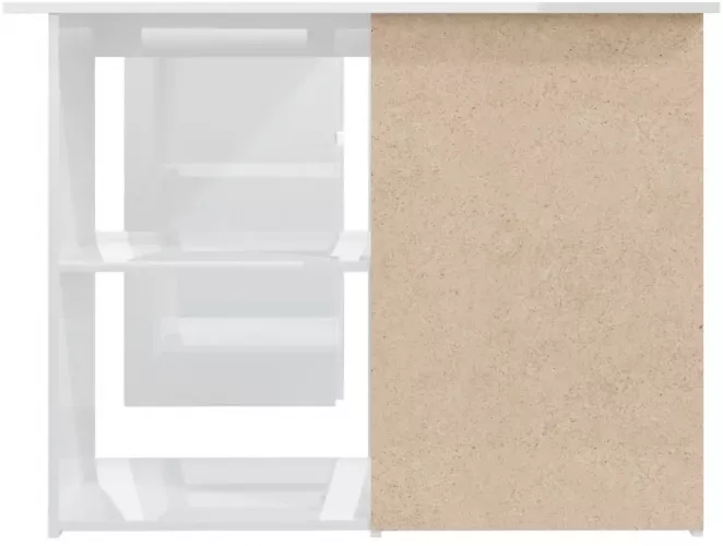 Birou de colt alb extralucios 145 x 100 x 76 cm PAL la CEL.ro